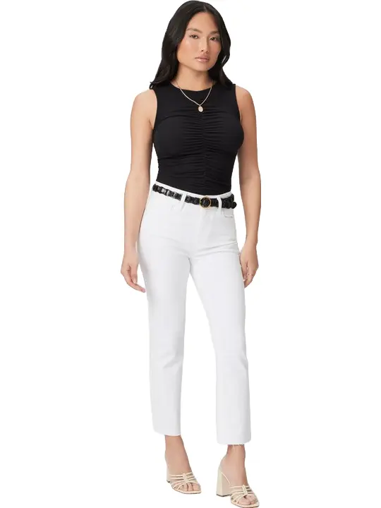 Paige Cindy Crop Straight Jean - White