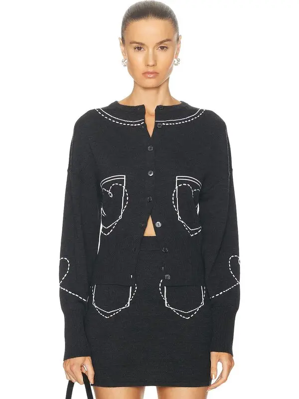 Moschino Long Sleeve Cardigan - Multi Grey