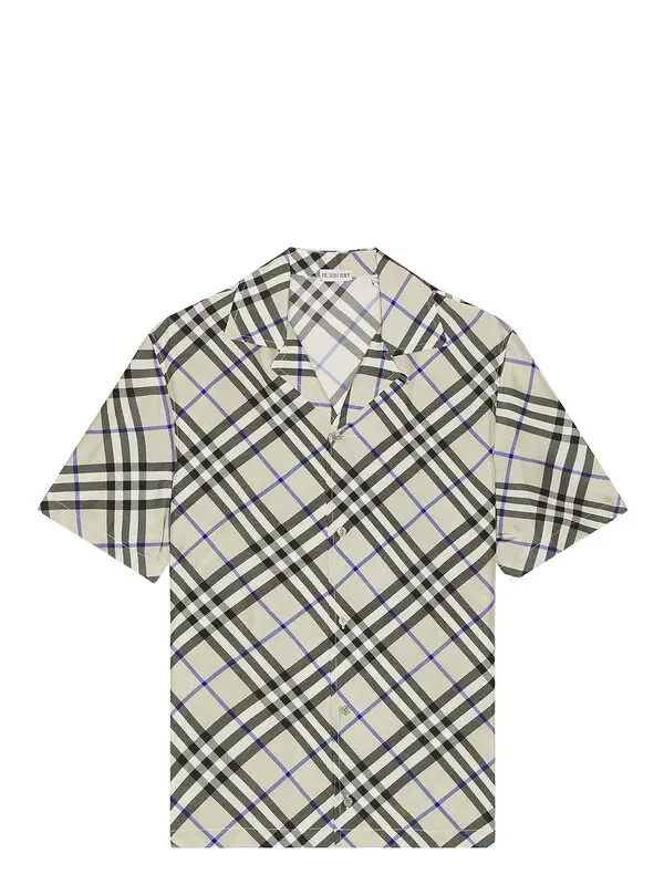 Burberry Check Shirt In Light Grey - Lichen