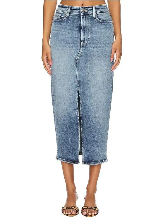 Good American Slit Front Midi Skirt - Denim-medium