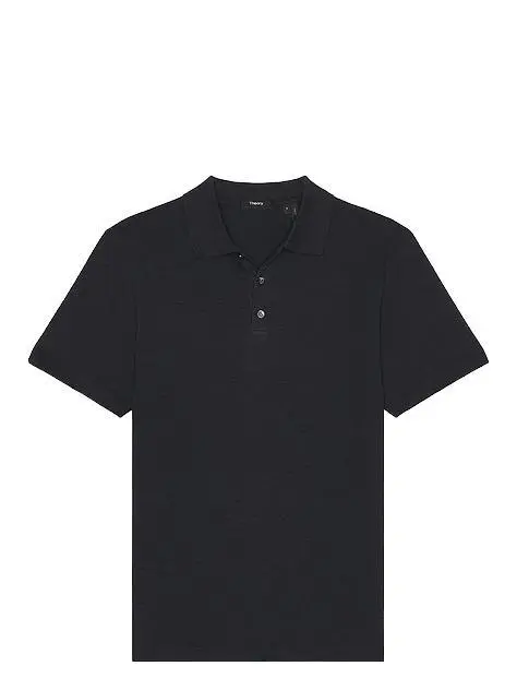 Theory Bron Short Sleeve Polo In Navy - Eclipse