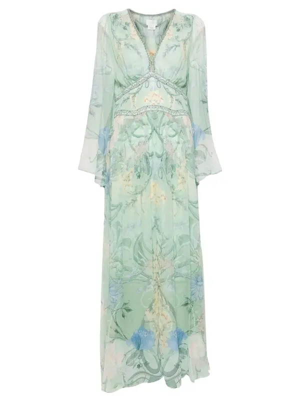 Camilla Floral Print Maxi Dress - Green