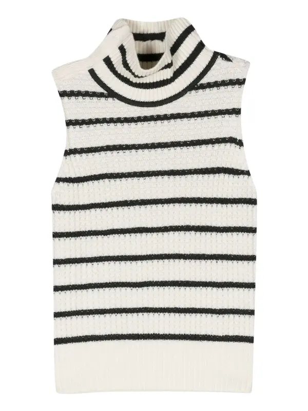 FORTE_FORTE Striped Sleeveless Blouse - Neutrals