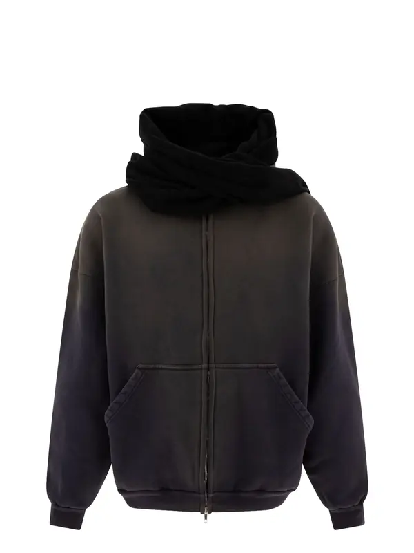 Balenciaga Scarf-detail Hoodie - Black