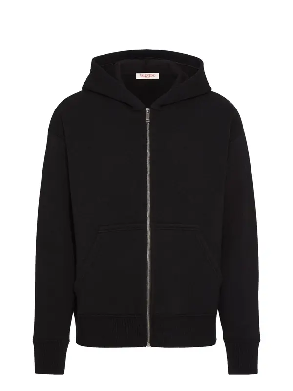 Valentino Garavani Hooded Wool Sweatshirt - Black
