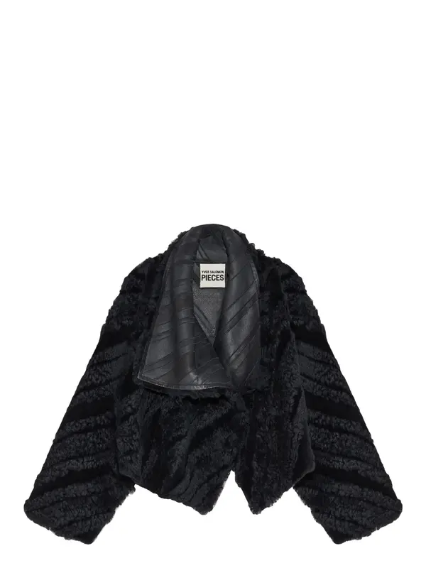 YVES SALOMON Cropped Draped Jacket - Black