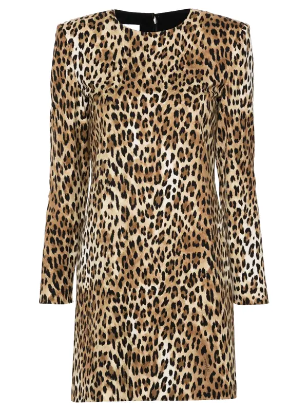 Moschino Leopard-print Mini Dress - Brown