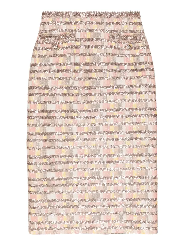 Elie Saab Camaleonte Sequin-embellished Midi Skirt - Neutrals