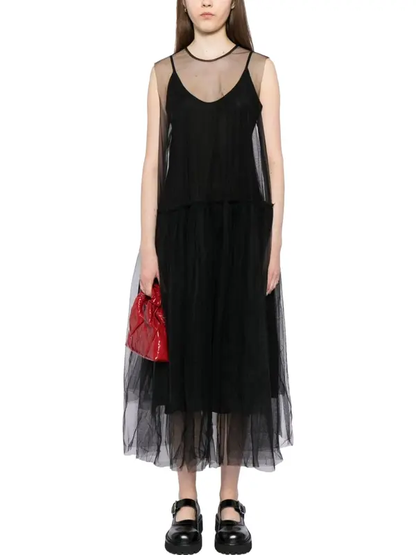 JNBY Sleeveless Tulle Overlay Dress - Black