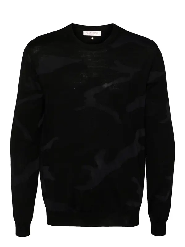Valentino Garavani Crew-neck Jacquard Jumper - Black