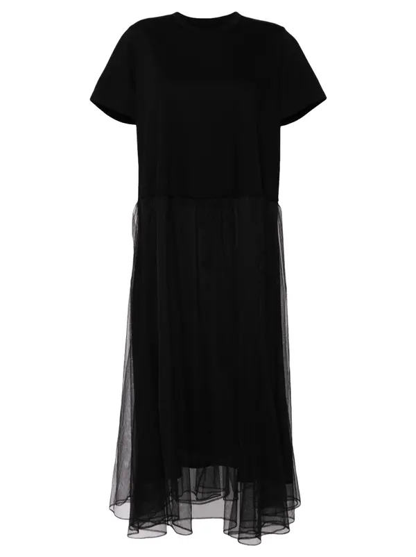 JNBY Short Sleeve Tulle Jersey Dress - Black