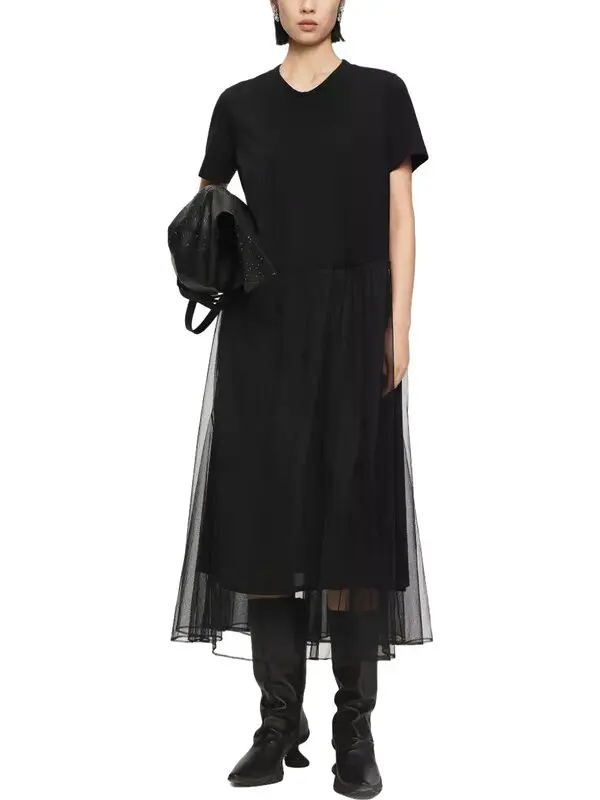 JNBY Short Sleeve Tulle Jersey Dress - Black