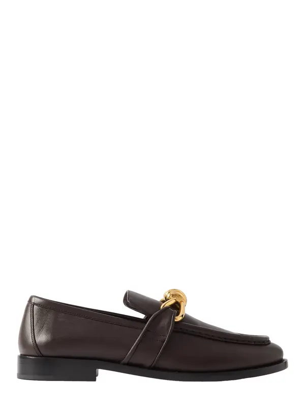 Bottega Veneta Astaire Embellished Leather Loafers - Brown