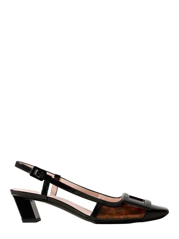 ROGER VIVIER Belle Vivier 45 Patent-leather Trimmed Pumps - Black