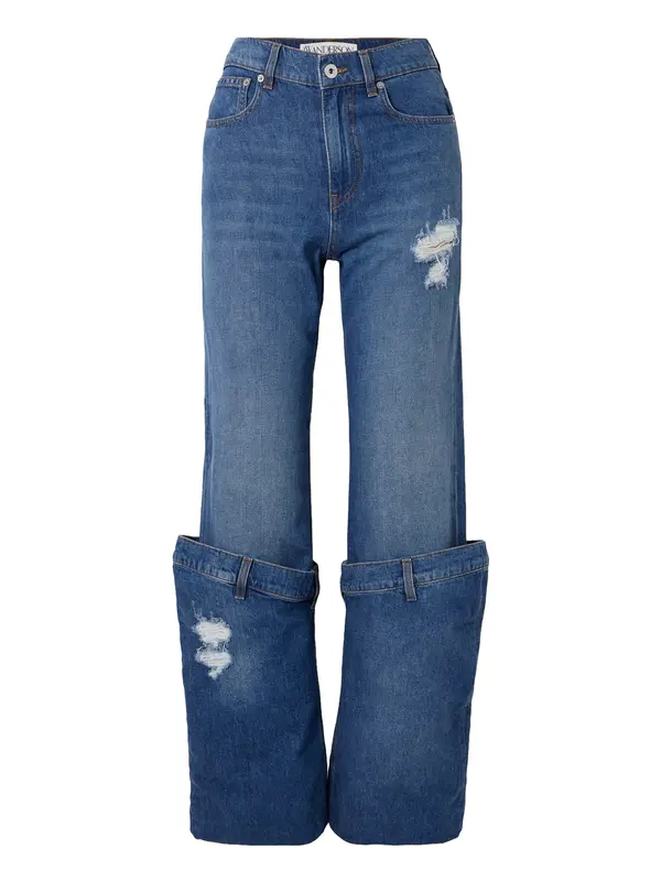 JW Anderson Bucket Distressed Boyfriend Jeans - Blue