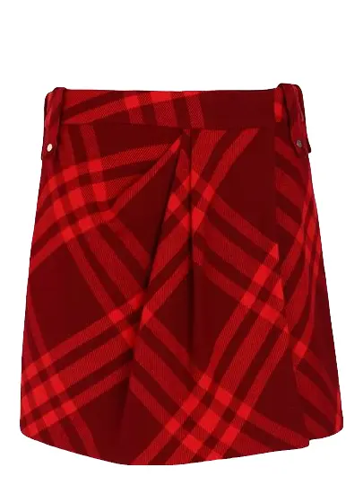 Burberry Flannel Wrap Mini Skirt - Red