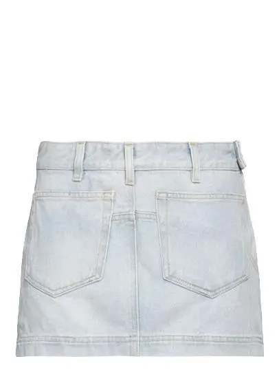 Attico Light Wash Distressed Denim Pencil Skirt - Blue