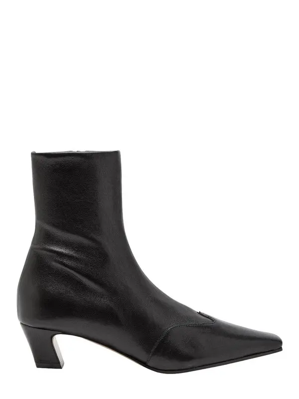 Khaite Nevada 40 Leather Ankle Boots - Black