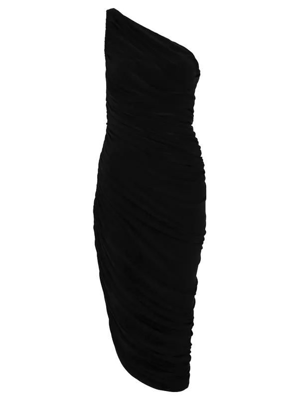 Norma Kamali Diana Ruched One-shoulder Midi Dress - Black
