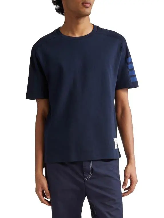 Thom Browne Milano 4-bar Cotton T-shirt - Navy