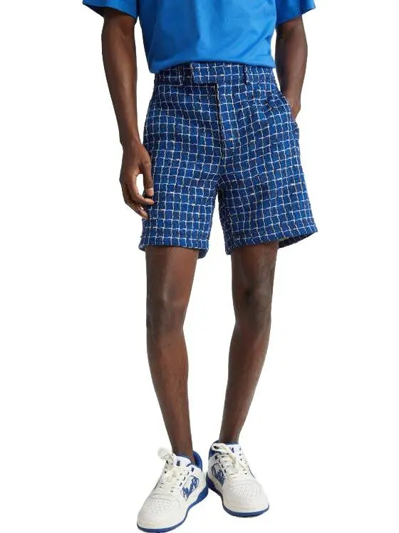 Amiri Stripe Bouclé Tweed Shorts - Navy