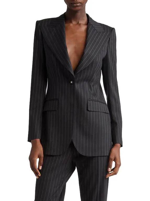 Dolce & Gabbana Pinstripe Virgin Wool Blend Jacket - Black