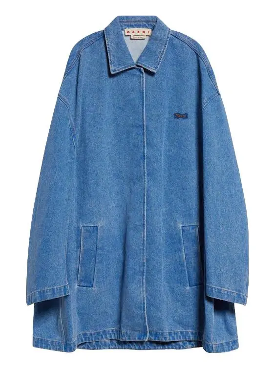 Marni Oversized Denim Cocoon Jacket - Cobalt