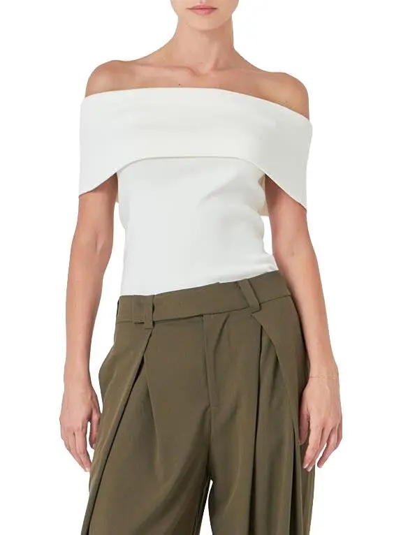 Endless Rose Off-the-shoulder Knit Top - Ivory