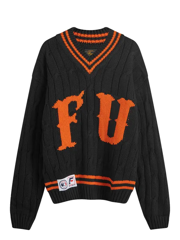 FUCT Letterman V-neck Knitted Jumper - Black