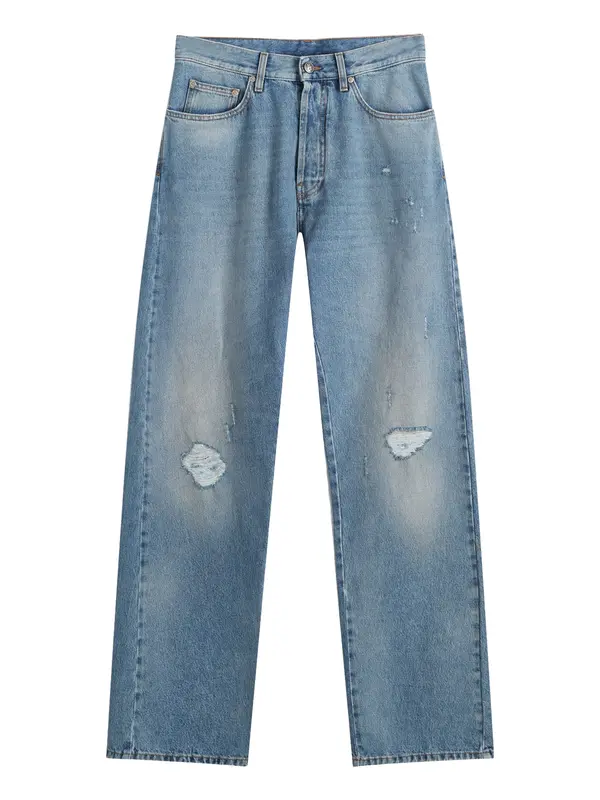 Palm Angels Monogram Loose Fit Jeans - Grey