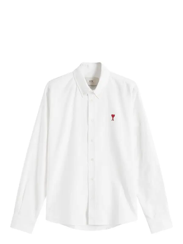 Ami Heart Button Down Oxford Shirt - Natural White
