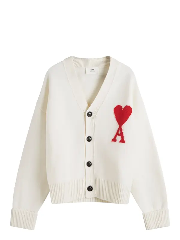 Ami Adc Big Cardigan - Off-white/red