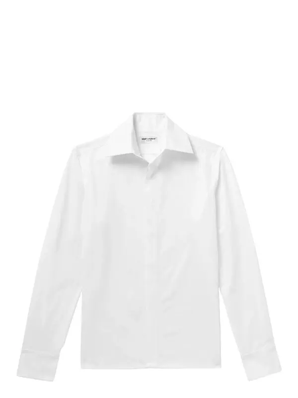 Saint Laurent Logo-embroidered Cotton Shirt - White