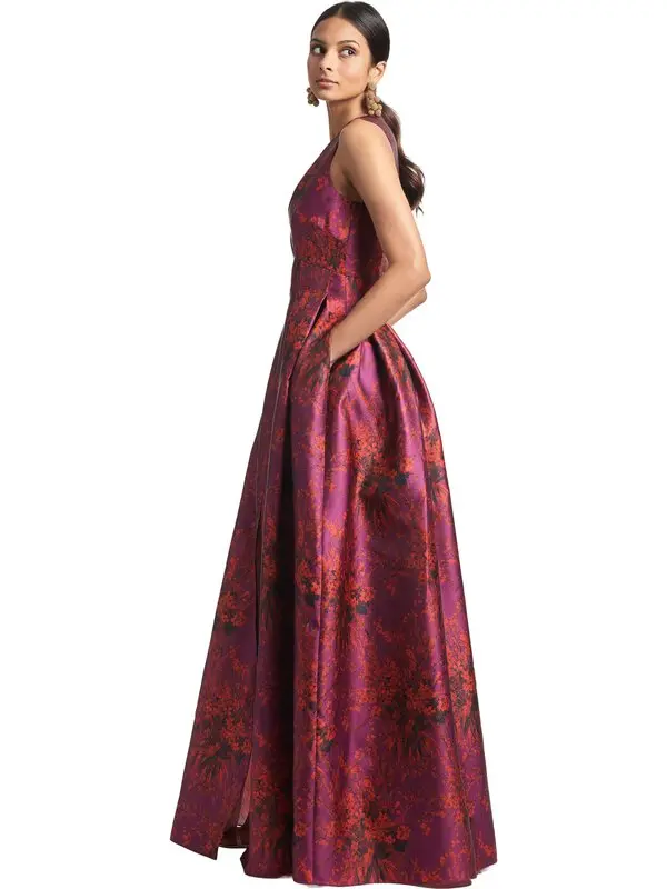 Sachin & Babi Brooke Gown - Raspberry Bouquet Multi