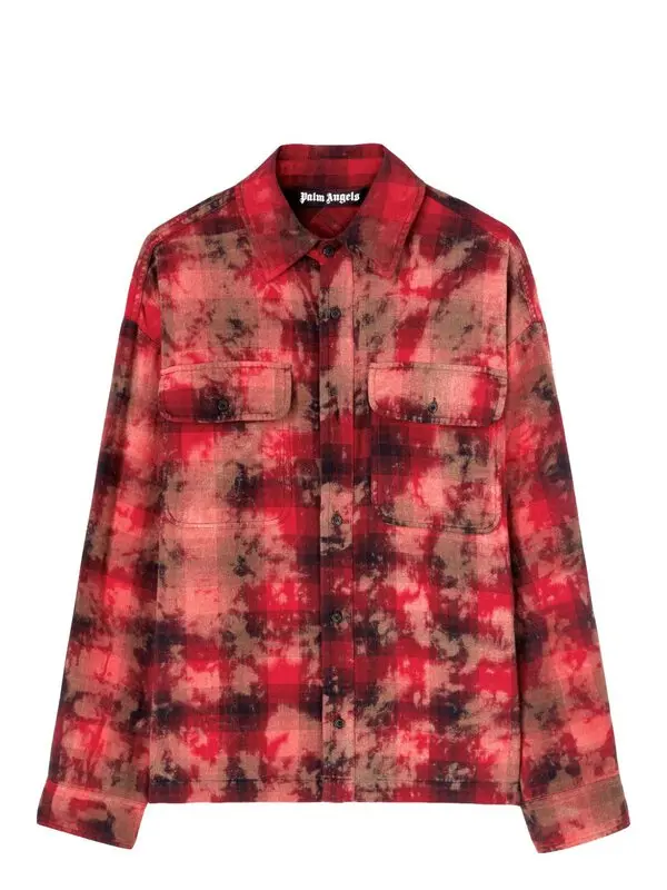 Palm Angels Logo-print Plaid Shirt - Red