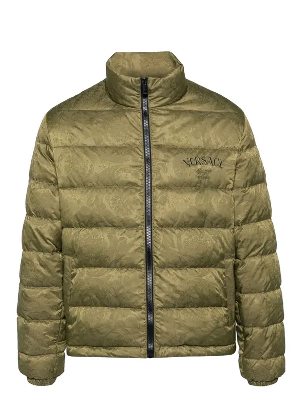 Versace Barocco-print Padded Jacket - Green