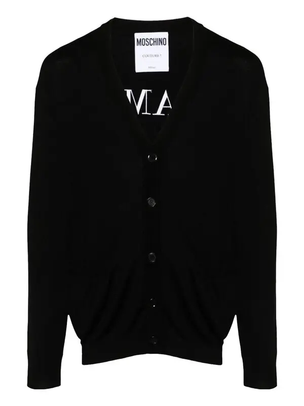Moschino Slogan-embroidered Cardigan - Black