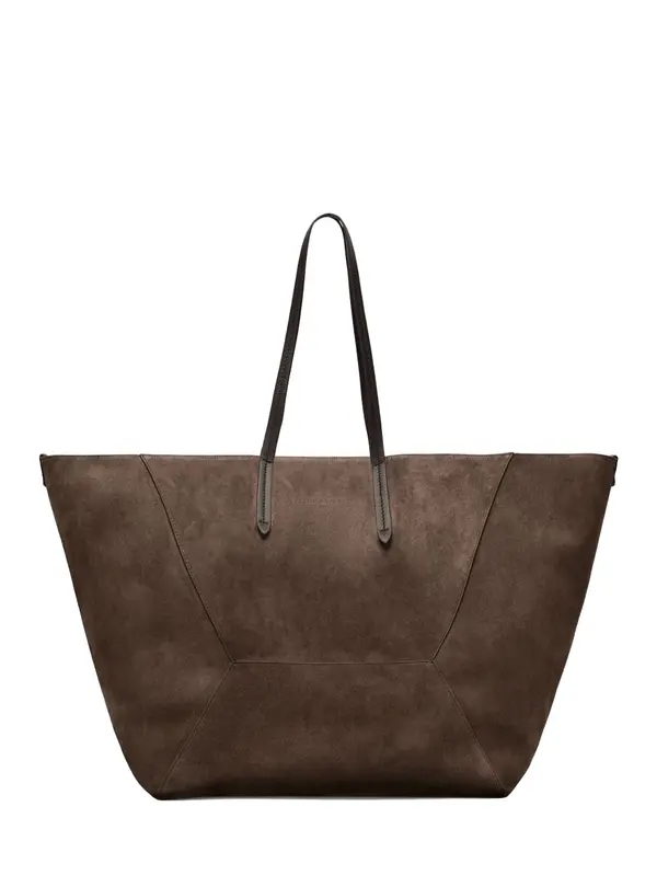 Brunello Cucinelli Large Duo Suede Tote Bag - Brown