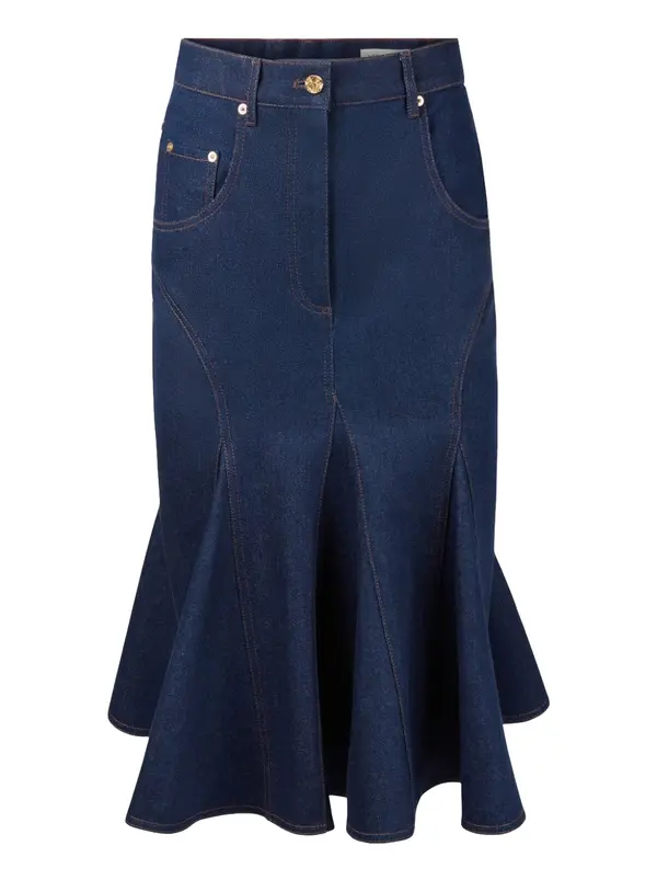 Nina Ricci Denim Midi Skirt - Blue