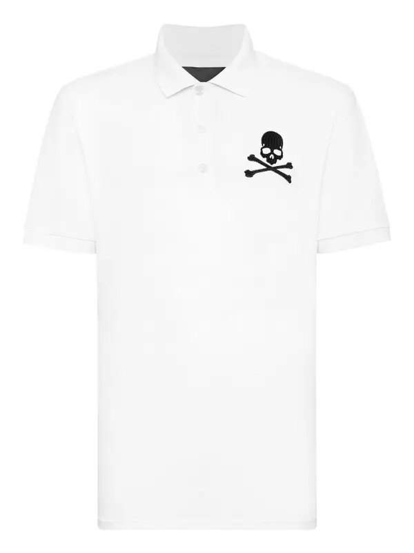 Philipp Plein Skull&bones-print Cotton Polo Shirt - White