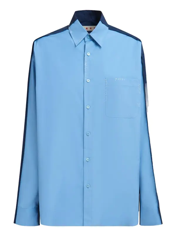 Marni Panelled Cotton Shirt - Blue