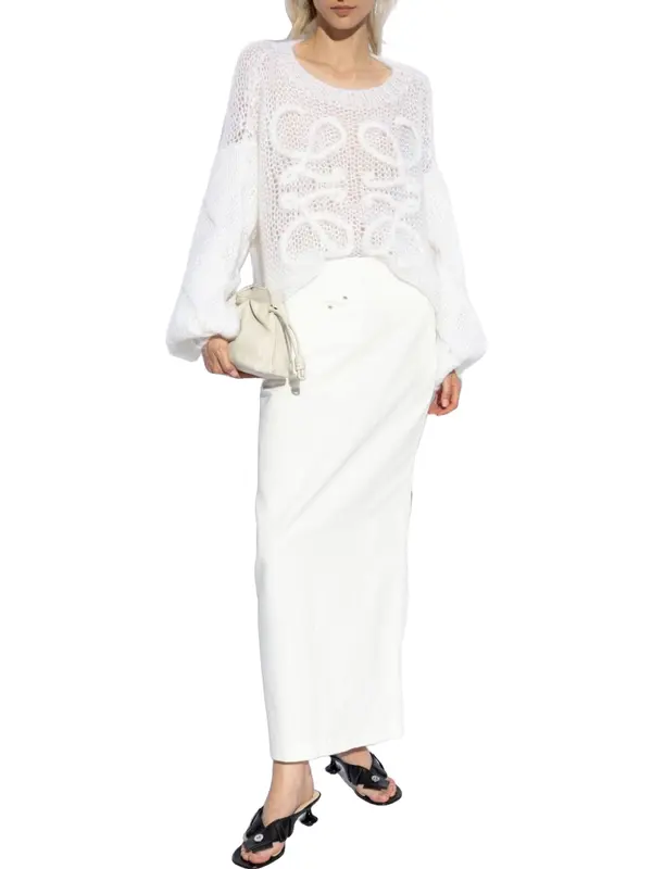 Loewe High-waist Draped Midi Skirt - White