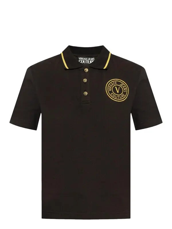 Versace Embroidered-logo Cotton Polo Shirt - Black