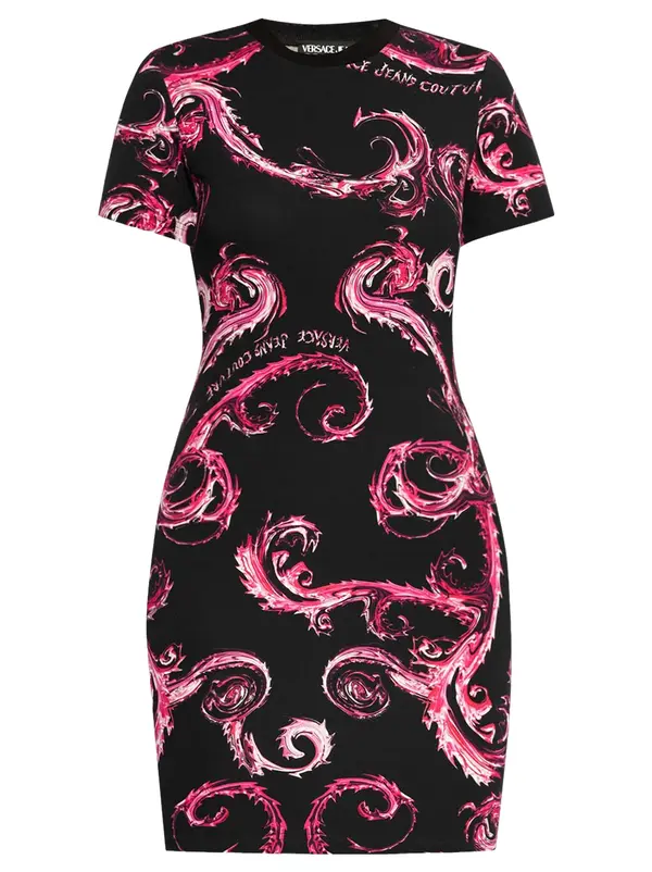 Versace Chromo Couture-print Mini Dress - Black