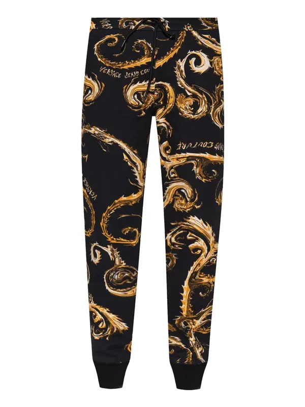 Versace Logo Print Track Pants - Black