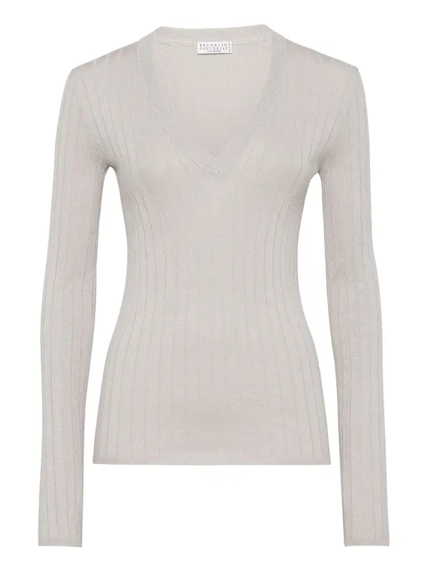 Brunello Cucinelli Ribbed-knit Top - Grey