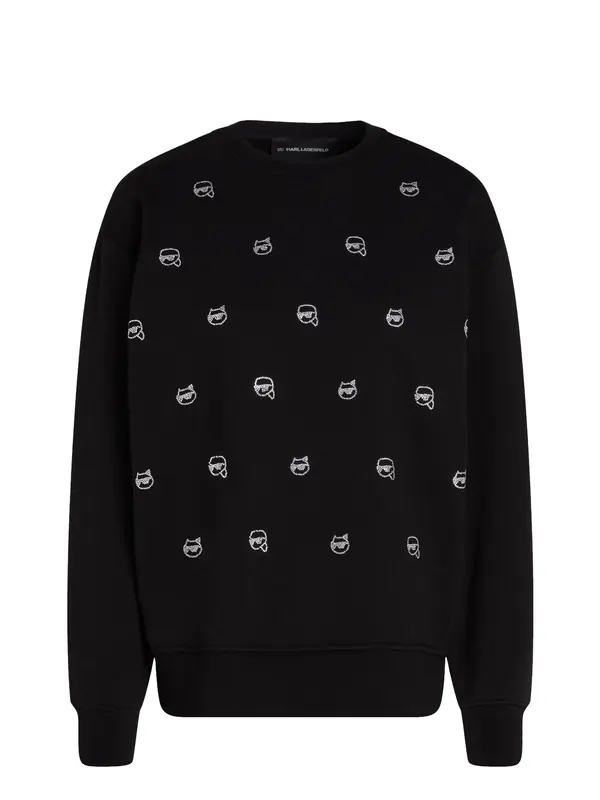 Karl Lagerfeld Ikon Rhinestone-embellished Sweatshirt - Black