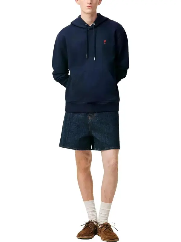 AMI Paris De Coeur Organic Cotton Hoodie - Blue