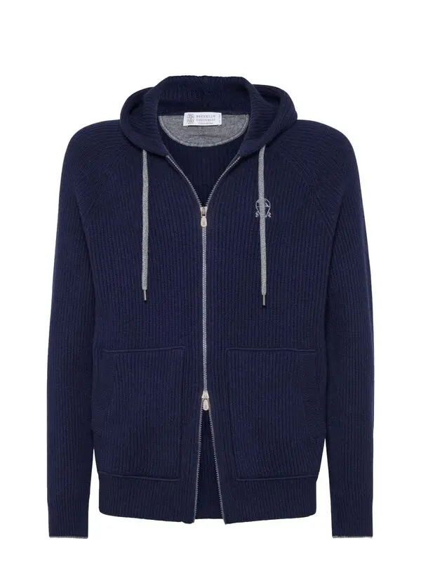 Brunello Cucinelli Cashmere Zip-up Hoodie - Blue