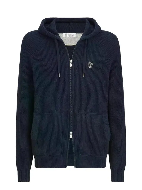Brunello Cucinelli Cashmere Zip-up Hoodie - Blue